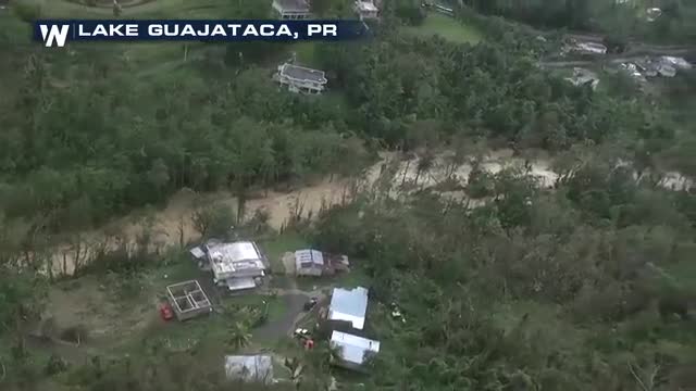 Captan desde el aire el fallo de la represa en el lago Guajataca - El ...